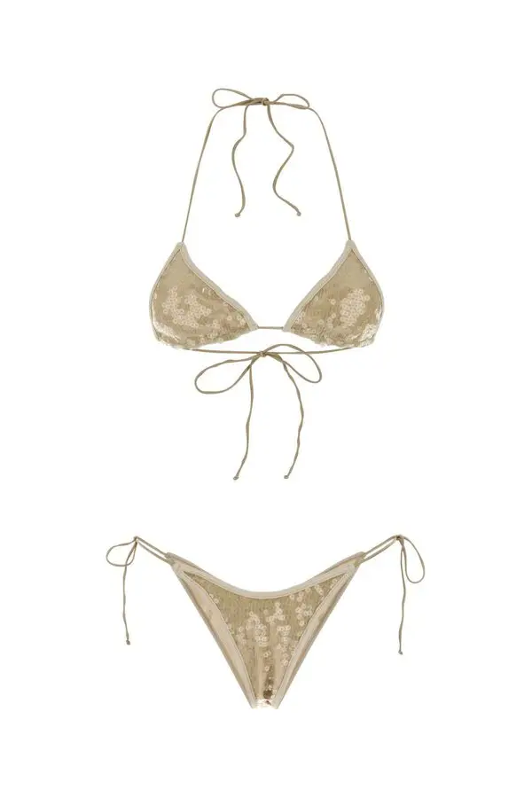 Oseree Embellished Polyester Marylin Bikini - Brown