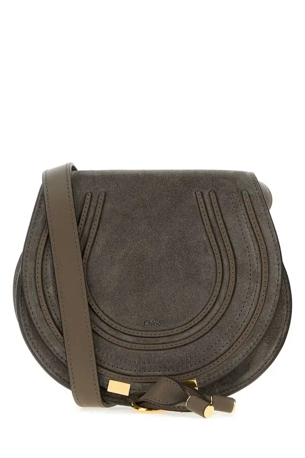 Chloé Dark Grey Suede Marcie Crossbody Bag - Gray