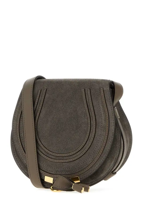 Chloé Dark Grey Suede Marcie Crossbody Bag - Gray