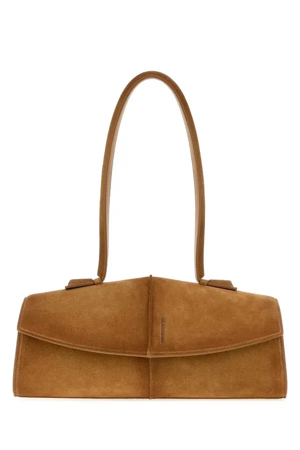 JIL SANDER Biscuit Suede Linea Shoulder Bag