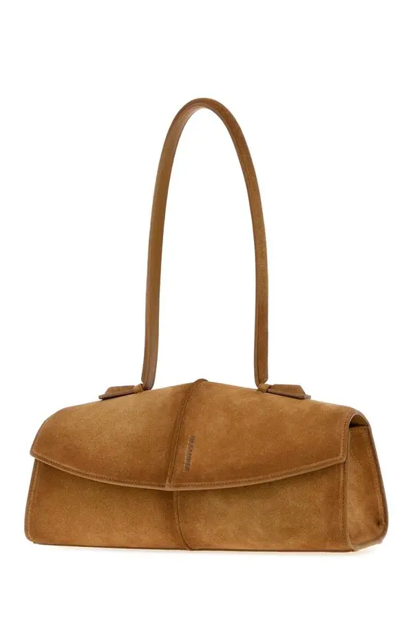 JIL SANDER Biscuit Suede Linea Shoulder Bag