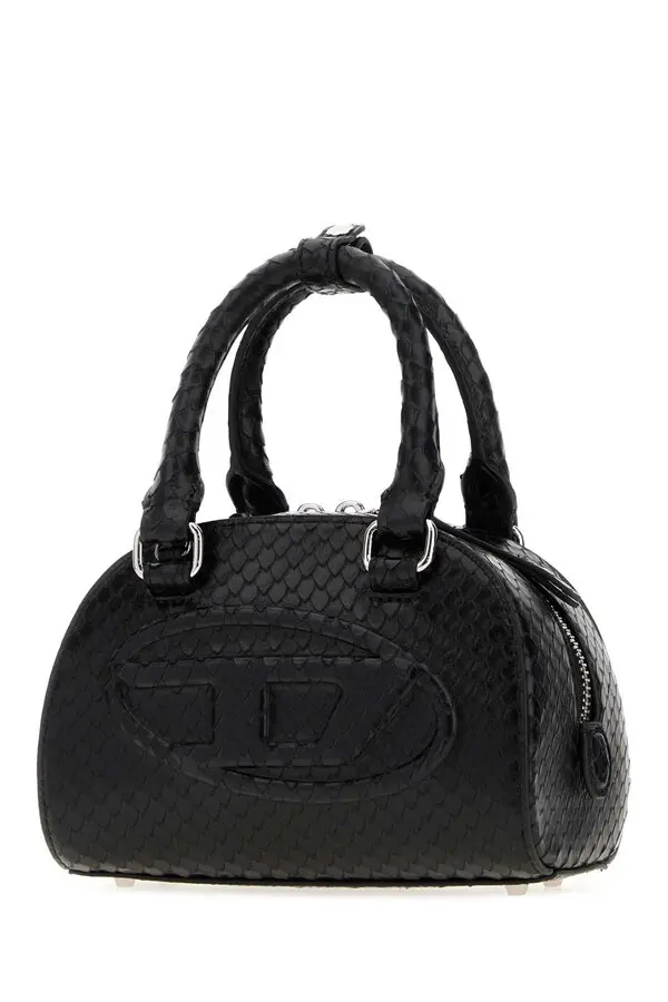 DIESEL® Leather 1dr Dome Handbag - Black