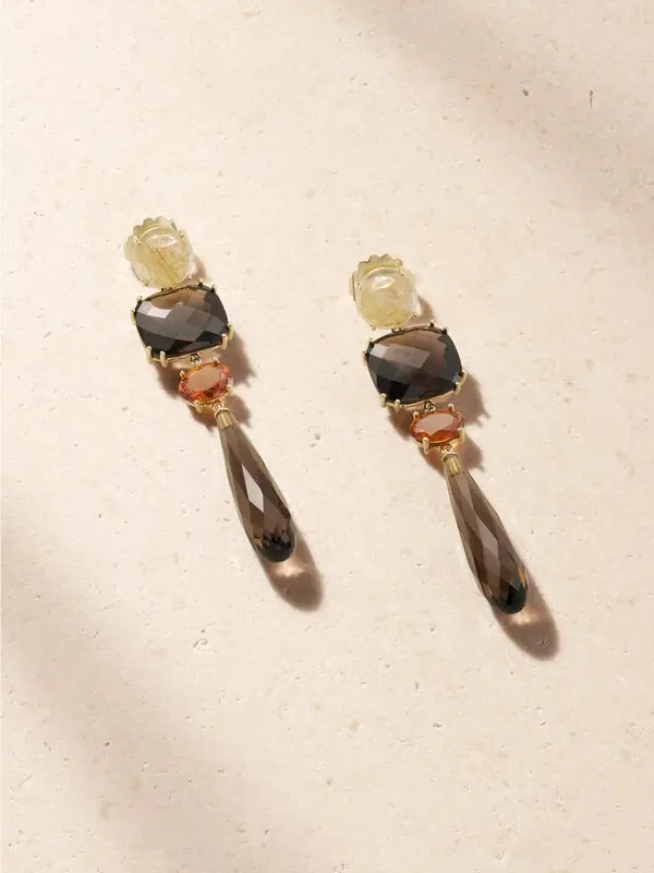 OLE LYNGGAARD COPENHAGEN Lotus 18-karat Gold Multi-stone Earrings - Brown