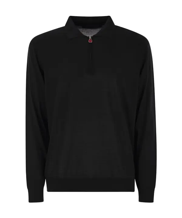 Kiton Long Sleeved Zipped Knitted Polo Shirt