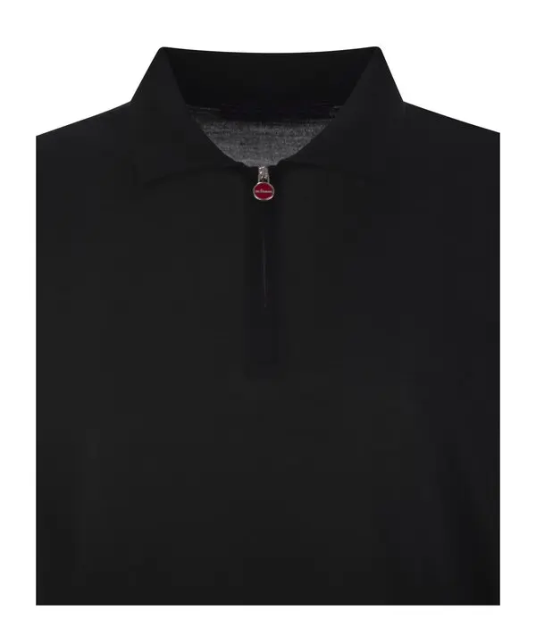Kiton Long Sleeved Zipped Knitted Polo Shirt