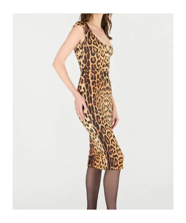 Roberto Cavalli Animal Print Midi Dress