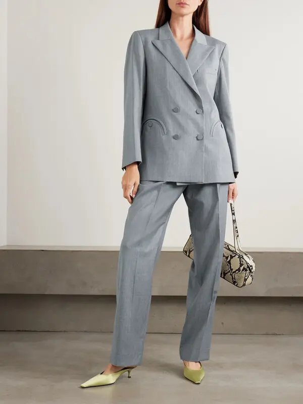 BLAZÉ MILANO Pleated Wool-twill Straight-leg Pants