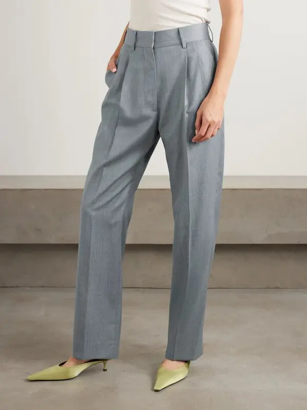 BLAZÉ MILANO Pleated Wool-twill Straight-leg Pants
