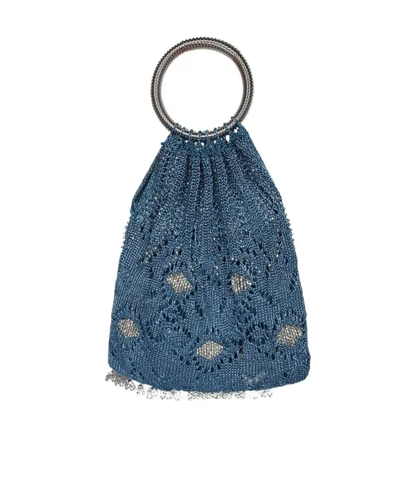 Rabanne Top Handle Beaded Crochet Tote Bag