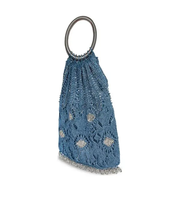 Rabanne Top Handle Beaded Crochet Tote Bag