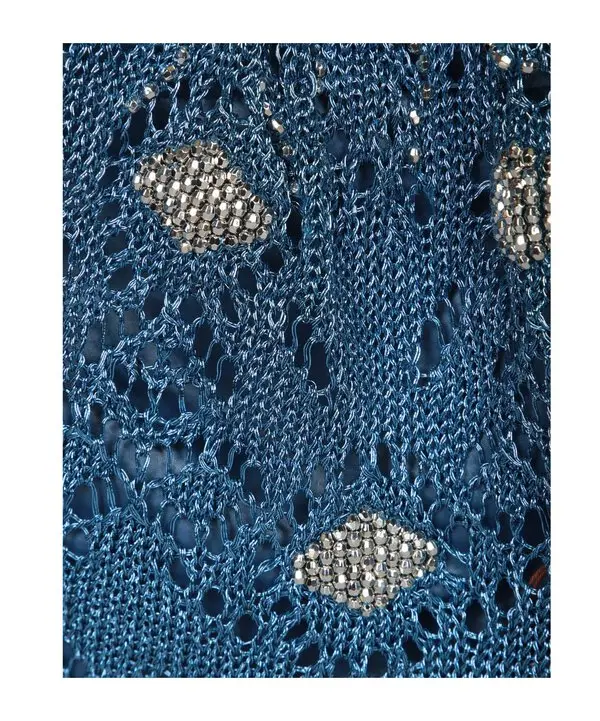 Rabanne Top Handle Beaded Crochet Tote Bag
