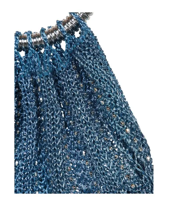 Rabanne Top Handle Beaded Crochet Tote Bag