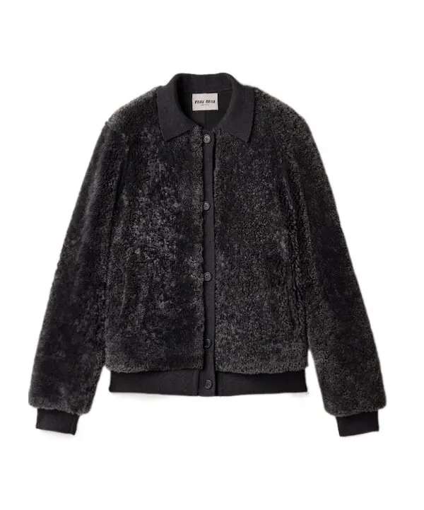 Miu Miu Shearling And Knit Blouson Jacket