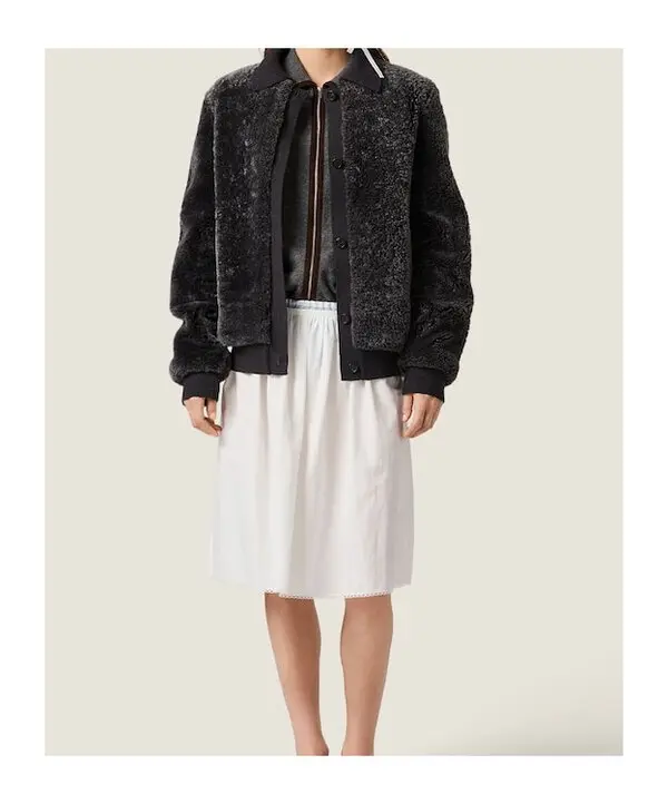 Miu Miu Shearling And Knit Blouson Jacket
