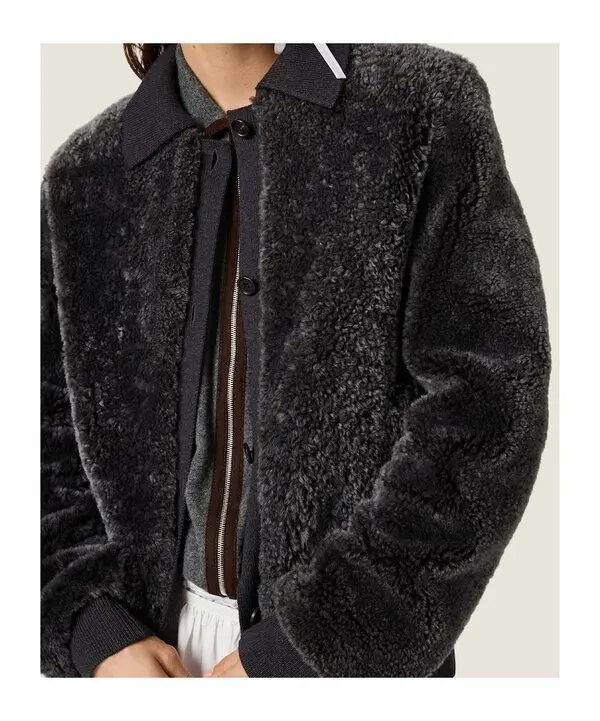 Miu Miu Shearling And Knit Blouson Jacket