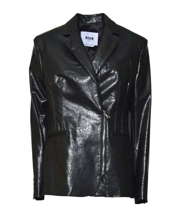 MSGM High Shine Asymmetric-zip Jacket