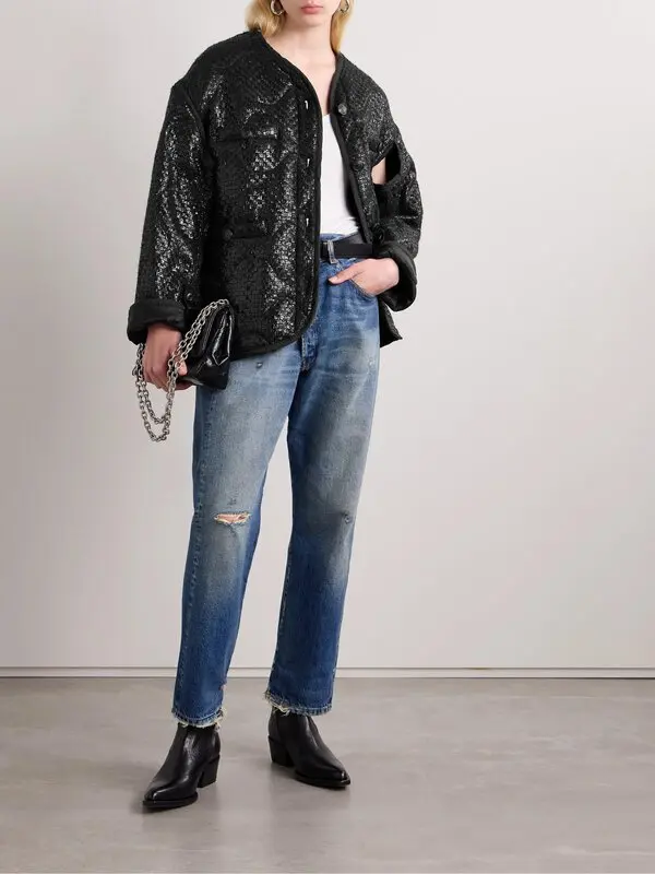 R13 Quilted Padded Metallic Tweed Jacket