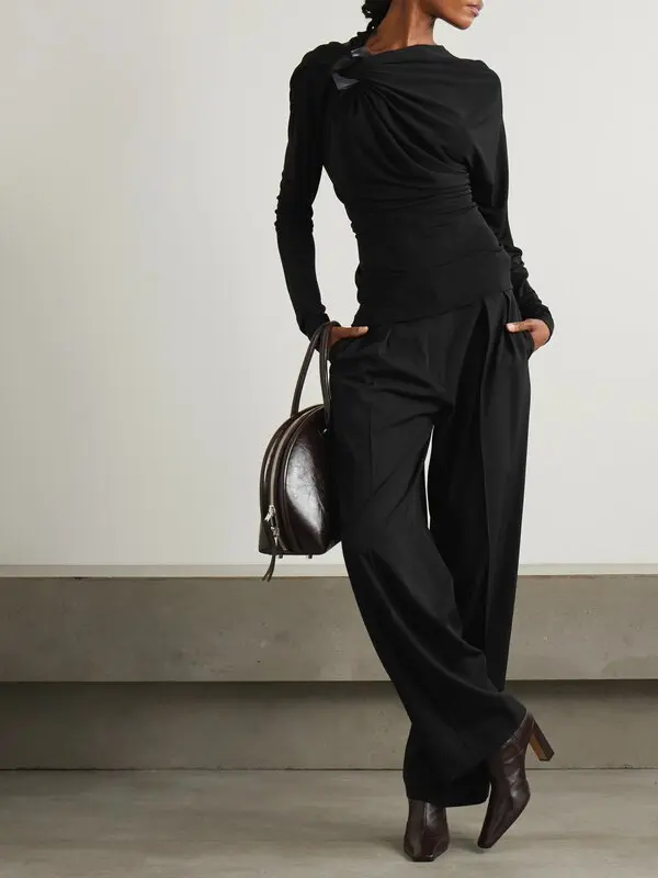 Victoria Beckham Asymmetric Embellished Draped Jersey Top