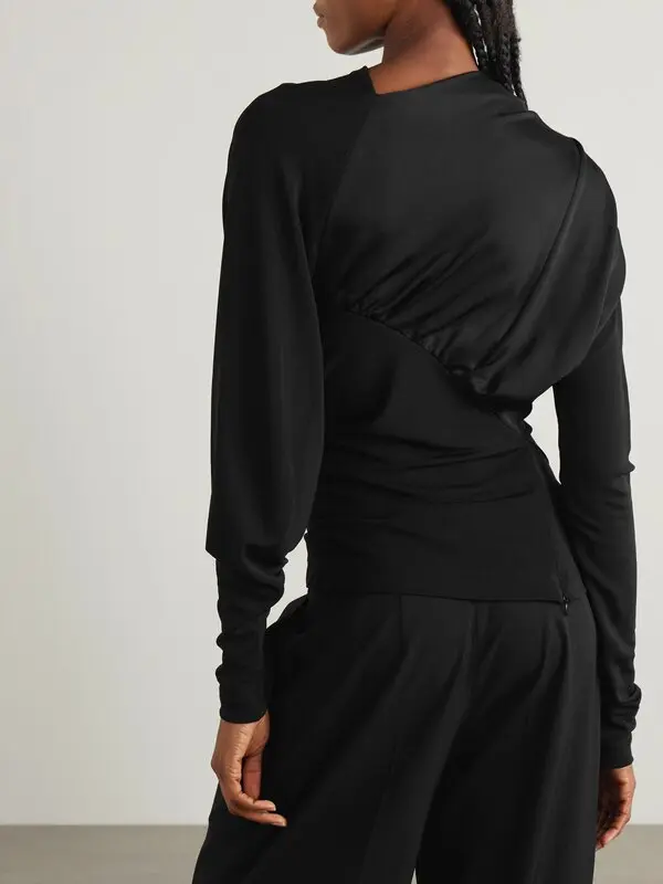 Victoria Beckham Asymmetric Embellished Draped Jersey Top