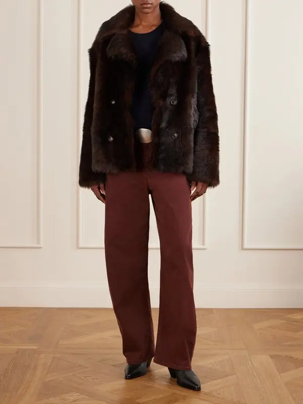 NILI LOTAN Short Shearling Coat