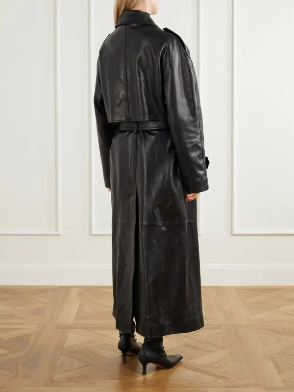 Magda Butrym Double-breasted Full-grain Leather Trench Coat