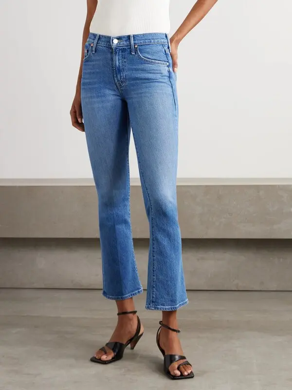 MOTHER The Outsider Flood Cropped Mid-rise Flared Jeans