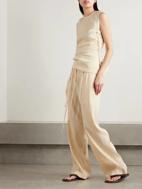 Proenza Schouler Belted Linen-blend Wide-leg Pants