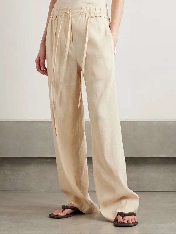 Proenza Schouler Belted Linen-blend Wide-leg Pants
