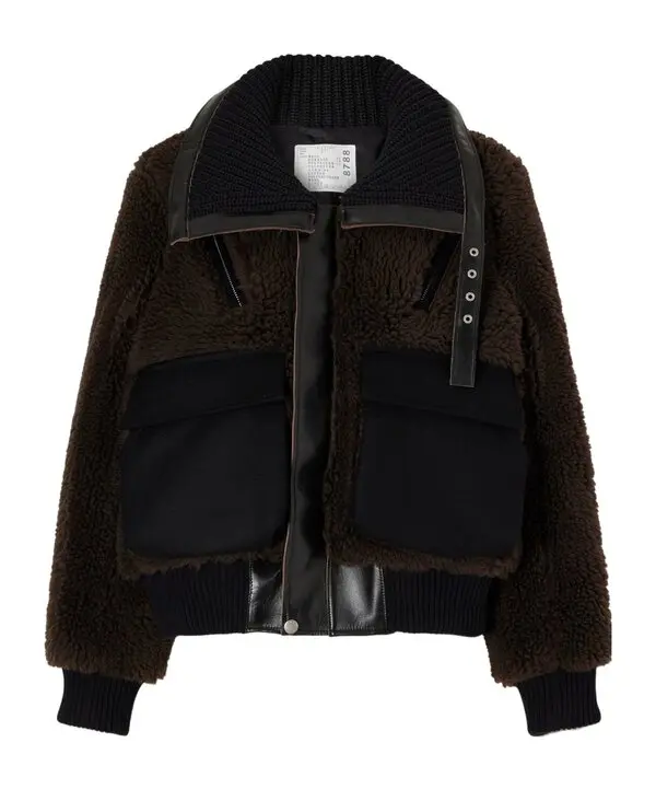 Sacai Cropped Shearling-effect Jacket
