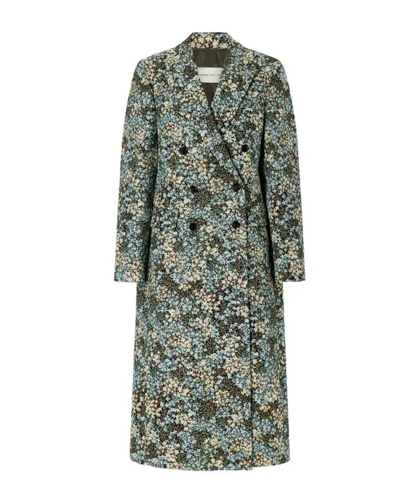 Dries Van Noten Double-breasted Floral-jacquard Coat
