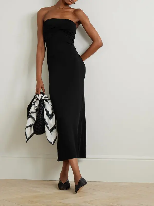 Tove Cate Strapless Twist-front Stretch-jersey Midi Dress