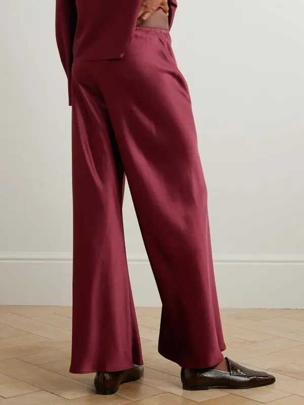 LESET Barb Draped Satin Wide-leg Pants