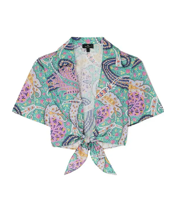 Etro Cotton And Silk-blend Voile Shirt - Blue