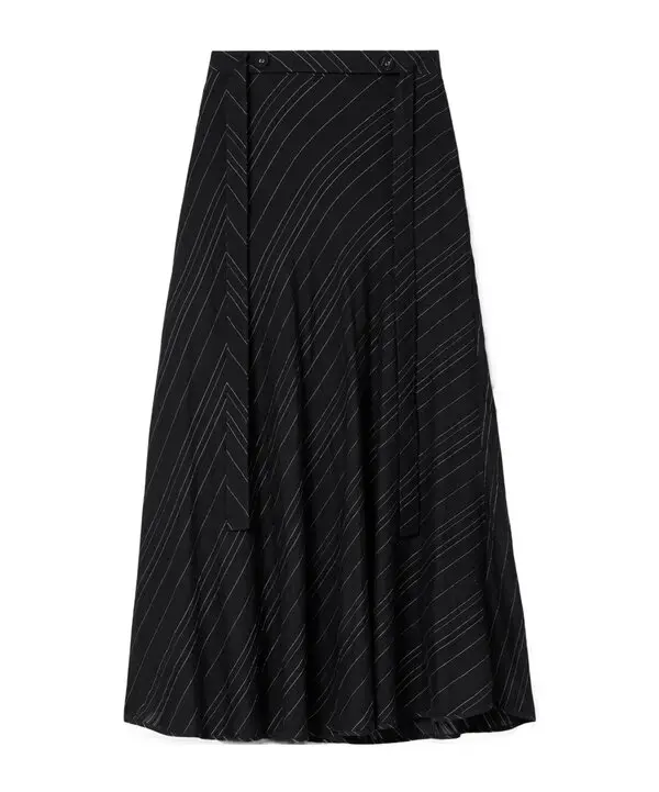 Proenza Schouler Kaia Belted Striped Voile Midi Skirt - No