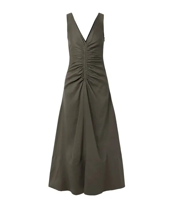 Proenza Schouler Remi Ruched Organic Linen-blend Twill Maxi Dress - No