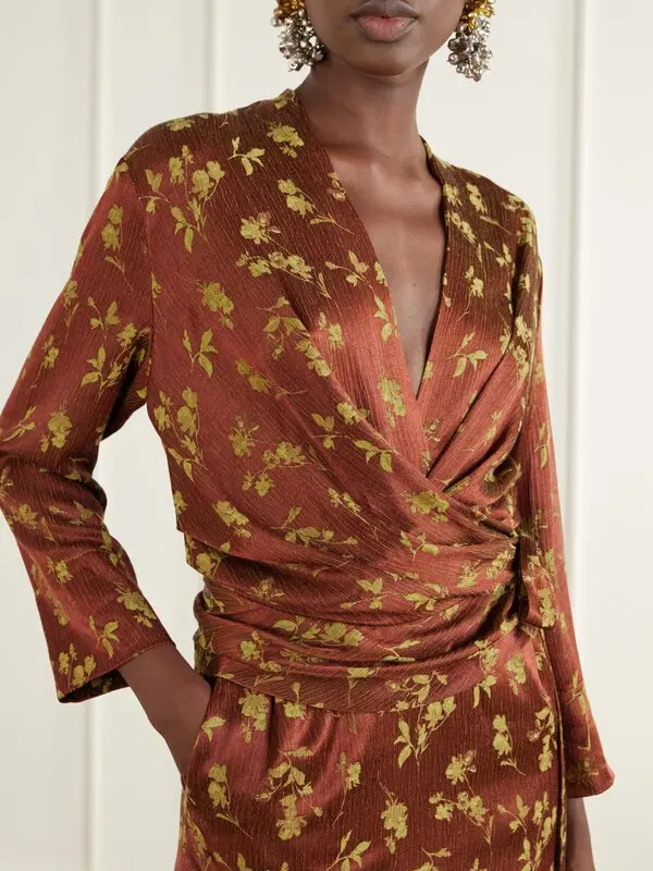 Dries Van Noten Floral-jacquard Satin Midi Dress