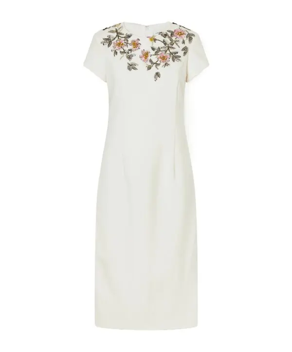 Oscar De La Renta Floral-embellished Crepe Midi Dress - No