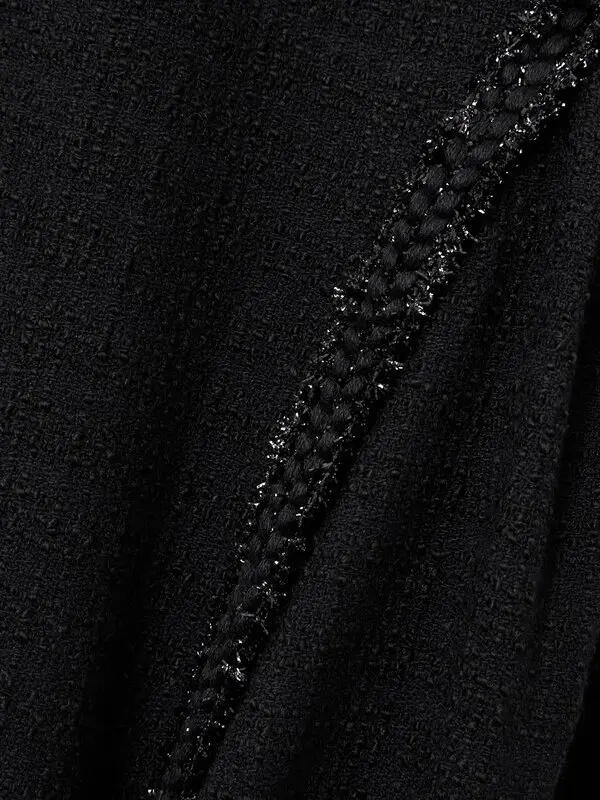 SELF-PORTRAIT Open-back Metallic-trimmed Bouclé-tweed Midi Dress