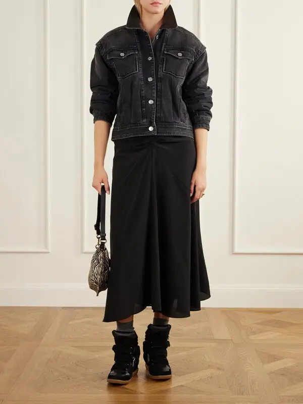 Isabel Marant Étoile Suede-trimmed Snake-effect Leather Wedge Sneakers