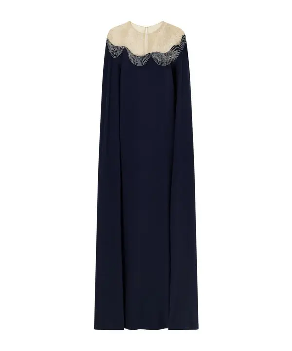 Oscar De La Renta Embellished Stretch-silk Georgette Gown