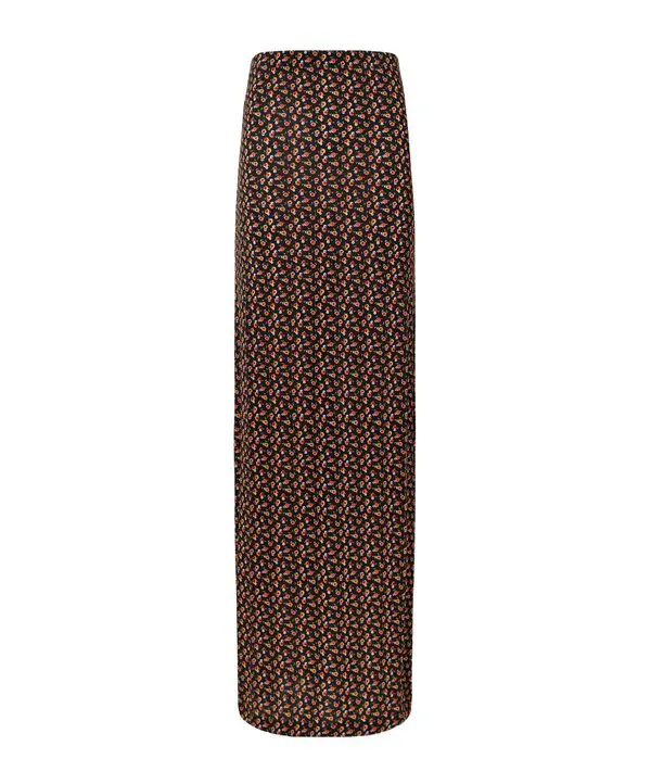 Rabanne Floral-jacquard Crepe Maxi Skirt - Black