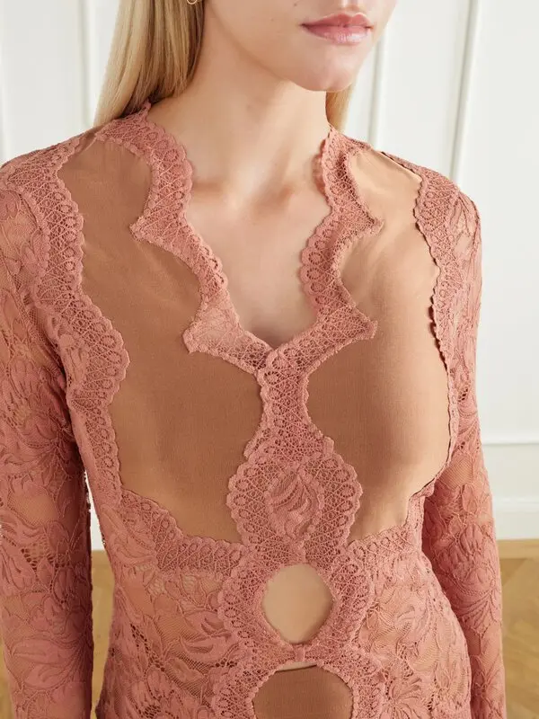 Rabanne Lace-trimmed Stretch-satin Blouse