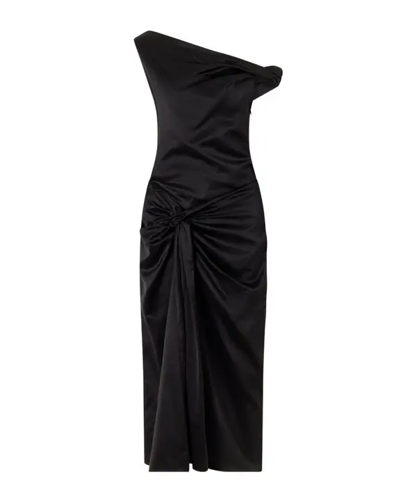 Dries Van Noten Draped Knot-detail Satin Midi Dress