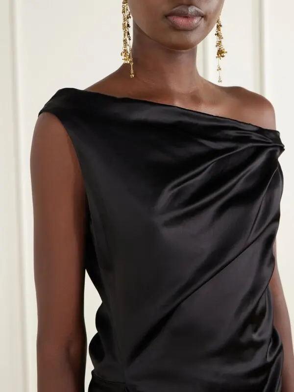 Dries Van Noten Draped Knot-detail Satin Midi Dress