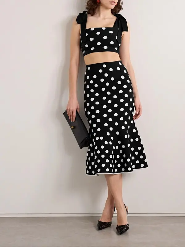 Carolina Herrera Cropped Polka-dot Jacquard-knit Tank