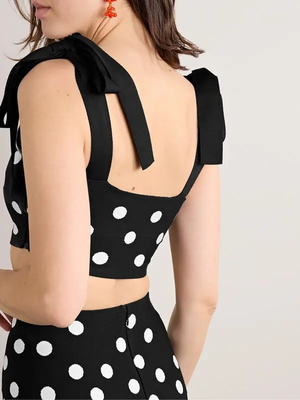 Carolina Herrera Cropped Polka-dot Jacquard-knit Tank