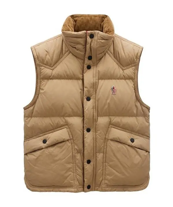 Moncler High-neck Button-up Gilet - Khaki