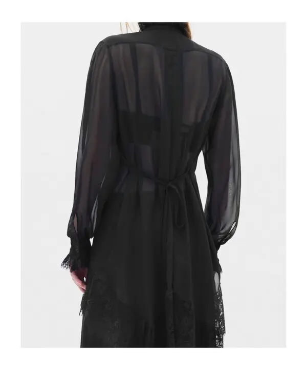 ANN DEMEULEMEESTER Barah Long Comfort Shirt With Lace Ruffles