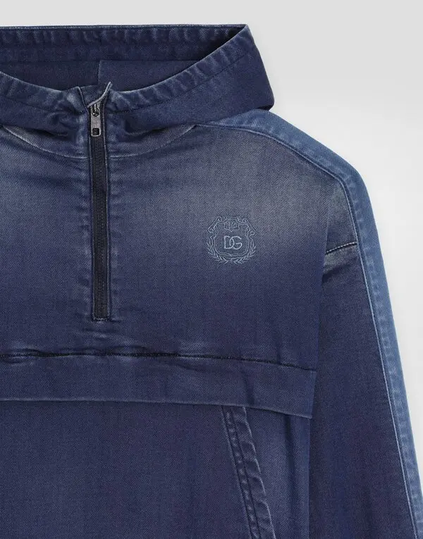 Dolce & Gabbana Denim Hoodie With Embroidery