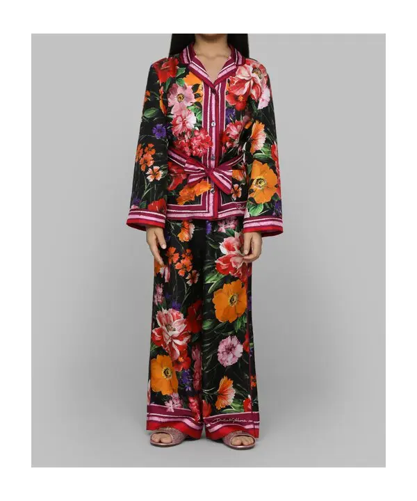 Dolce & Gabbana Floral-print Silk Trousers